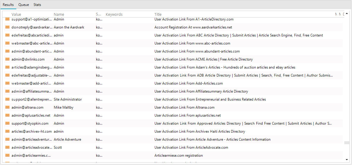 LetsExtract user manual: Mailbox search