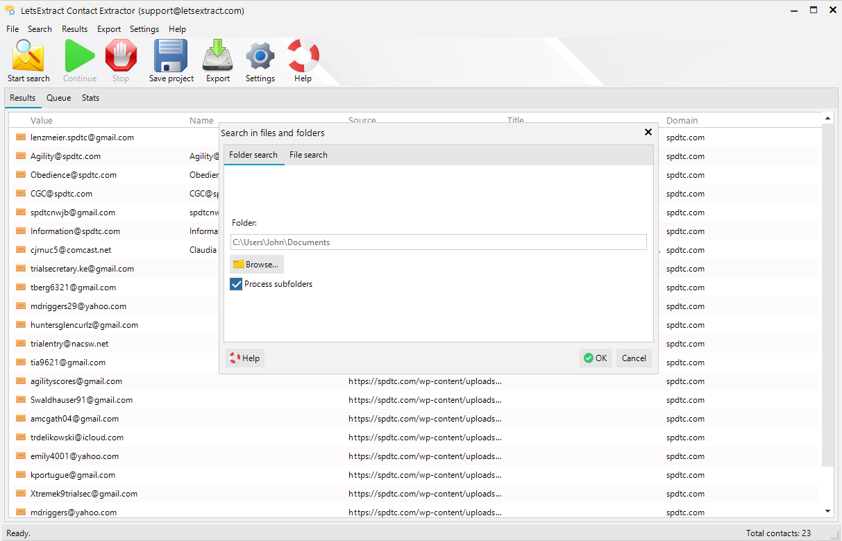 How to extract emails from files & folders with LetsExtract