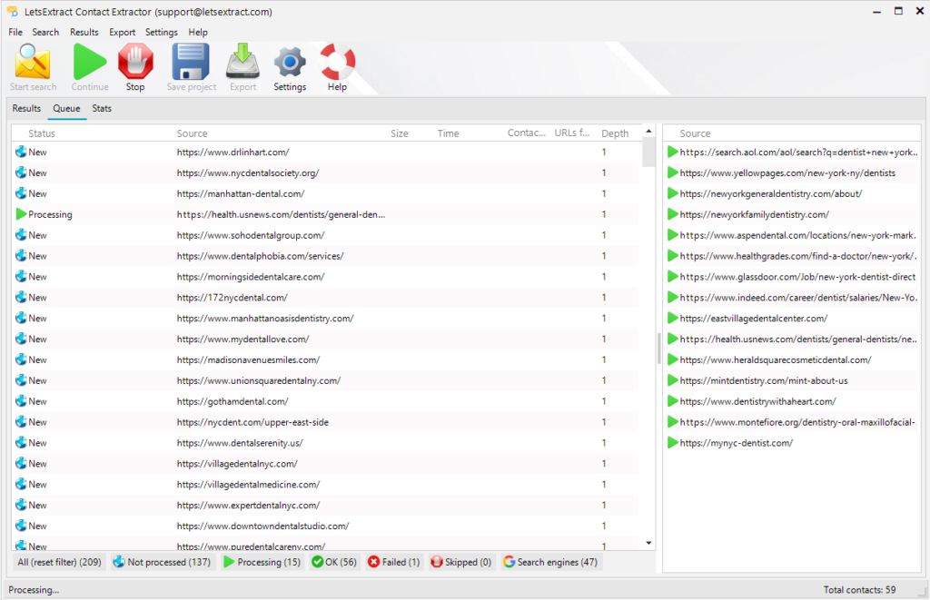 Extract emails by keywords from Search Engines with LetsExtract